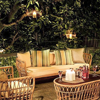 Tropical Style 74" Natural Color Rattan Sofa Square Arm with Cushion ...