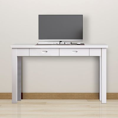 Modern White Rectangular Home Office Desk with Drawers Wooden Desk-Homary