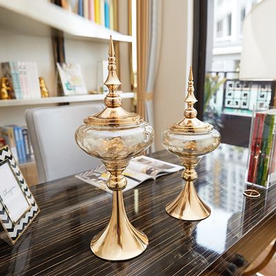 Luxury Golden Metal Storage Candy Jar Set with Lid-Homary