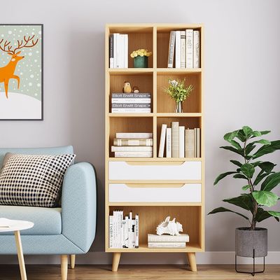Rustic Modern Standard Bookshelf with Drawer in Natural-Homary