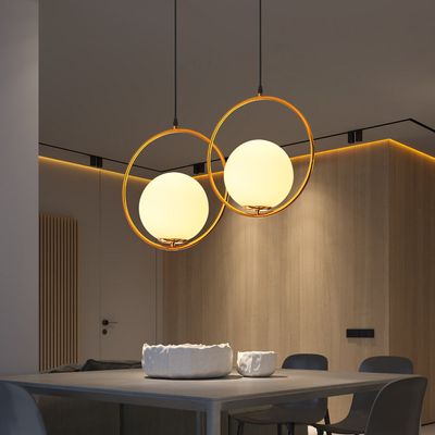 Ring Globe Single Pendant Light Glass Globe Contemporary Minimalist-Homary