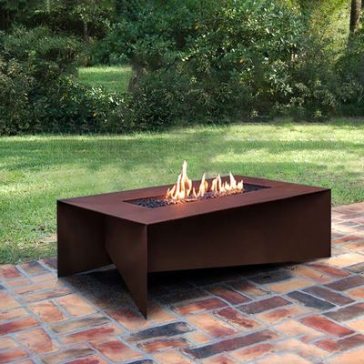 Modern Propane Fire Pit Rectangular Steel Table for Outdoor-Homary