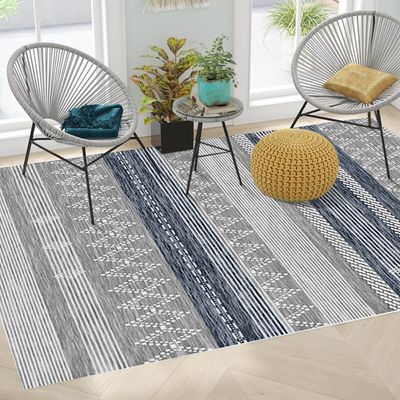 2400mm × 3000mm Modern Simple Geometric Dark Blue & Grey Rectangle Area ...