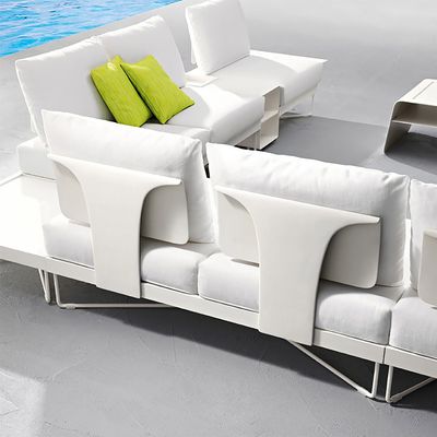Rattan Outdoor Sofa Armless Sofa with Pillow Cushion 2-Seater 2 Color ...