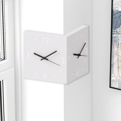 Modern Minimalist Style 3D Double-Sided Square Metal Corner Wall Clock ...