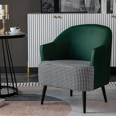 Modern Houndstooth Accent Chair Arm Chair in Green with Linen ...