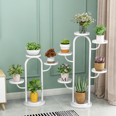 25"/37" Modern Tree-Shaped 4/6-Tiered Plant Stand in White (Set of 2 ...
