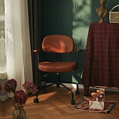 Modern PU Leather Task Chair Upholstered Height Adjustable Office Chair ...