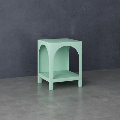 2-Tiered End Table with Storage Side Table Green-Homary