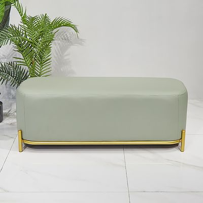 Green Bench Upholstered Rectangular Modern Bench Metal in Gold-Homary