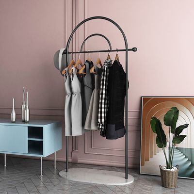 1700mm Modern Freestanding Rail Cloth Rack with Marble Base-Homary