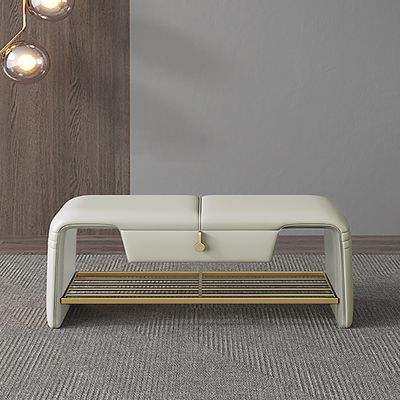1080mm Modern Entryway Bench Leather Upholstery with Drawer and Open ...