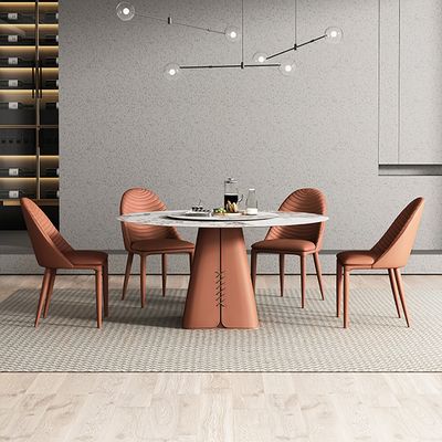 Set of 2 Caramel PU Leather Side Chair Dining Chair-Homary