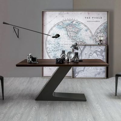 63" Rectangular Black Writing Desk Z-Shaped Office Desk-Homary