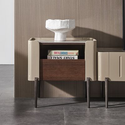 Vintage Khaki Sintered Stone Top Chest with Drawer Storage Chest-Homary