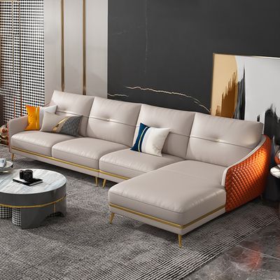 3040mm Modern Beige L-Shaped Sofa Sectional Sofa & Chaise-Homary
