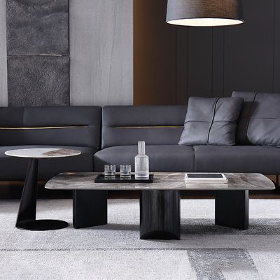 Modern Rectangular Sintered Stone-top Coffee Table & Side Table Set of ...