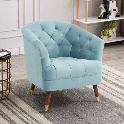Nordic 28.7" Light Blue Accent Chair Tufted Back Armchair with Metal ...