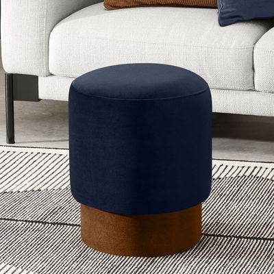 Runder blauer Samt Vanity Hocker Hocker Pouf Ottomane in ...