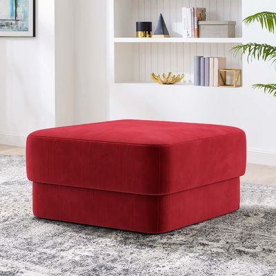 35,4 mm moderner quadratischer Samt-Ottomane in Rot-Homary