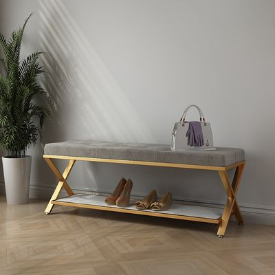 Gray Entryway Bench with Storage Bed Bench Velvet Upholstered with X ...