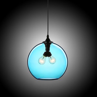 Modern Minimalist Glass Double-Light Globe Pendant Light Blue Shape-Homary