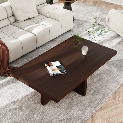 Rustic Wooden Rectangle Coffee Table Living Room Cocktail Table in ...