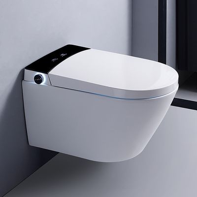 White & Black Elongated One-Piece Wall Mounted Automatic Toilet with In ...