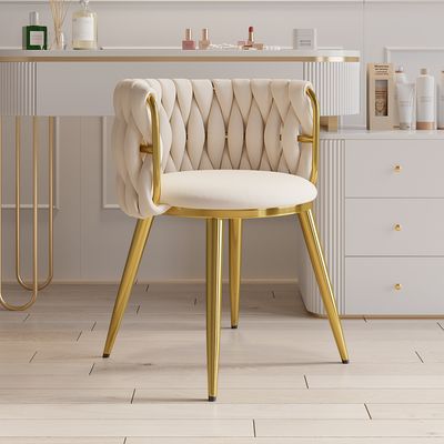 Nordic Off White Barrel Back Dining Chair Round Accent Chair with ...
