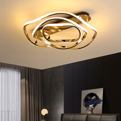 Modern Gold LED Geometric Semi Flush Mount Light Wavy Design Metal-Homary