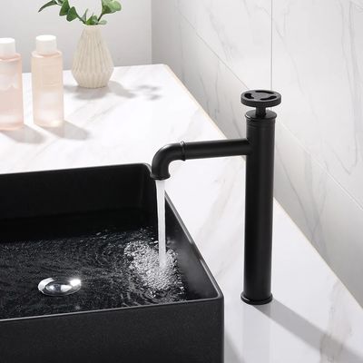 Ruth Industrial Matte Black Single Hole Bathroom Vessel Sink Faucet ...