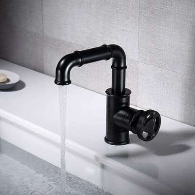Ruth Industrial Pipe 1-Hole Bathroom Sink Faucet Single Handle Solid ...