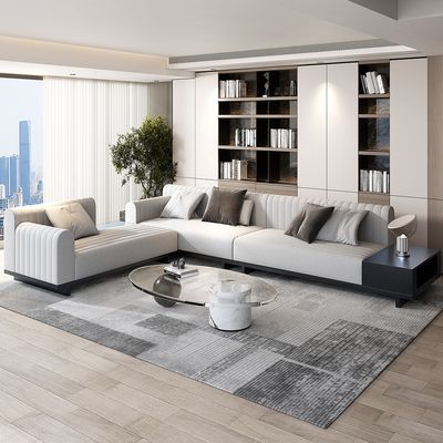 157" Modern Corner L-Shaped Sectional Sofa Cotton & Linen with Side ...