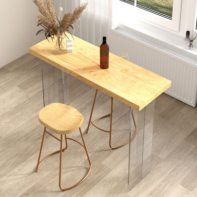 1200mm Wood Floating Bar Table Acrylic Base Bar Height Pub Table ...