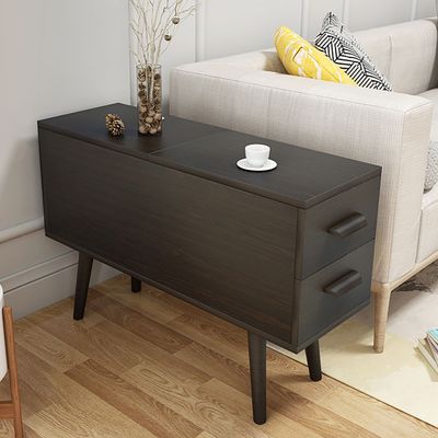 Brown Rectangle End Table with Drawers Modern Sofa Table for Living ...