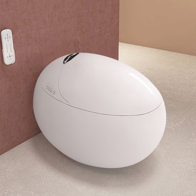 Modern White Egg-Shaped Smart Toilet with Automatic Cover High Version ...