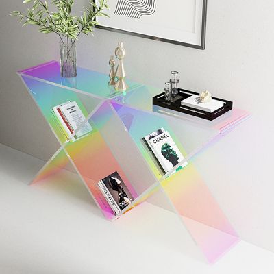 1200mm Acrylic Iridescent Console Table Modern Accent Entryway Cross ...