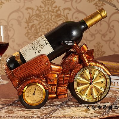 Motorcycle & Clock Wine Rack Decorative Countertop Wine Bottle Holder ...