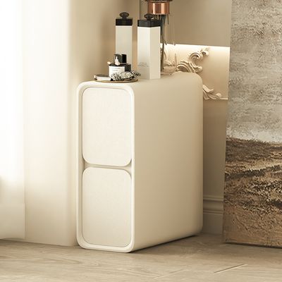 Modern Off-White Nightstand 2-Drawer Bedside Table with PU Leather-Homary