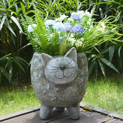 Cute Cat Planter Flower Pot Adorable Storage Decoration Container-Homary