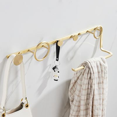 Modern Gold Wall Mounted Coat Rack with Towel Ring-Homary