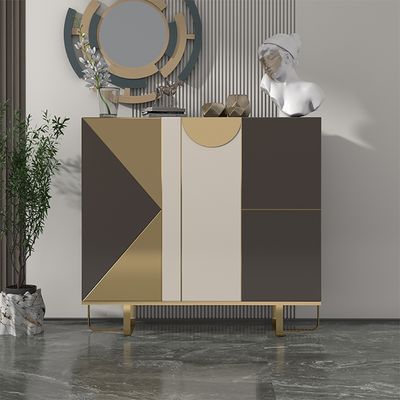 Postmodern Gold Cabinet Stainless Steel Decorative 2-Door Cabinet-Homary