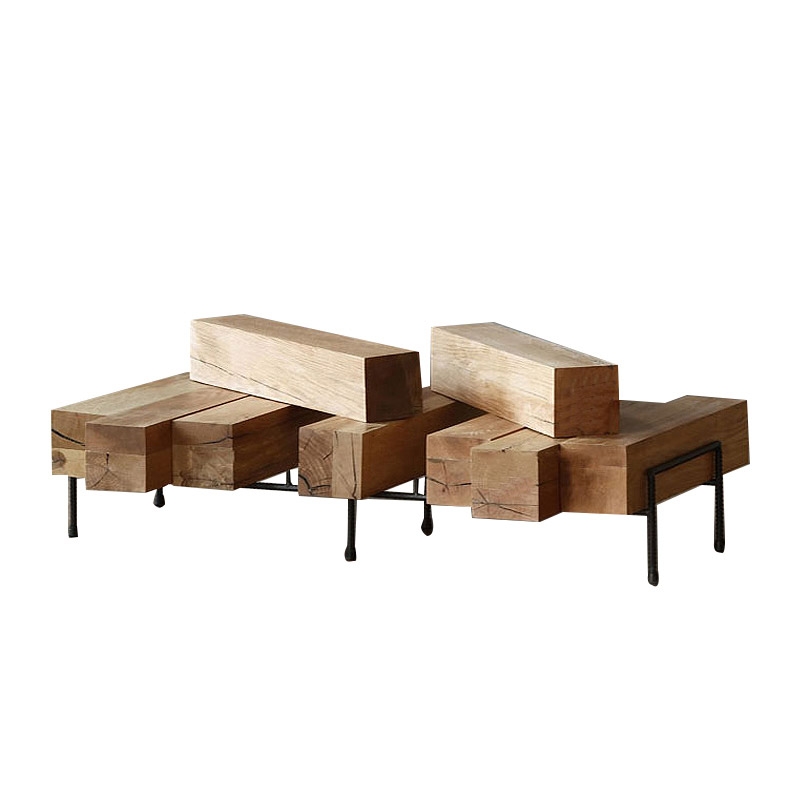 Industrial Rustic 52" Solid Wood Coffee Table Geometric Metal Base ...