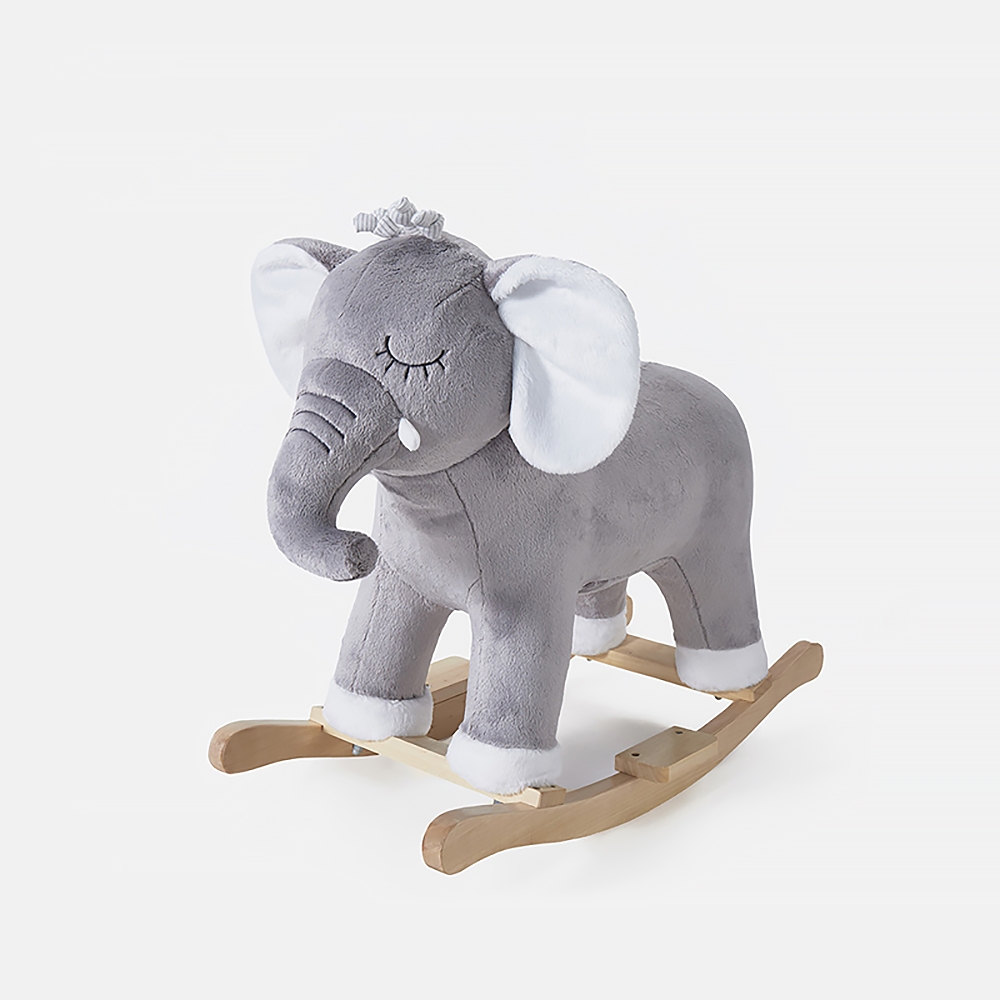 Gray Upholstery Kids Rocking Chair Animal Design-Homary