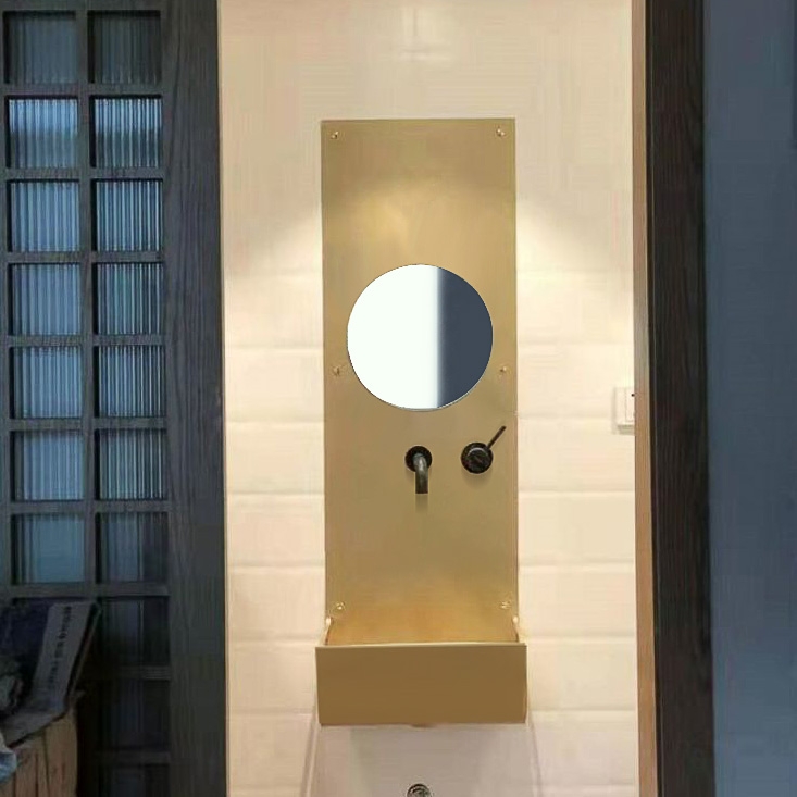 Modern Simplistic Wall Mount Sink High Back Sink Brass Bathroom Sink ...