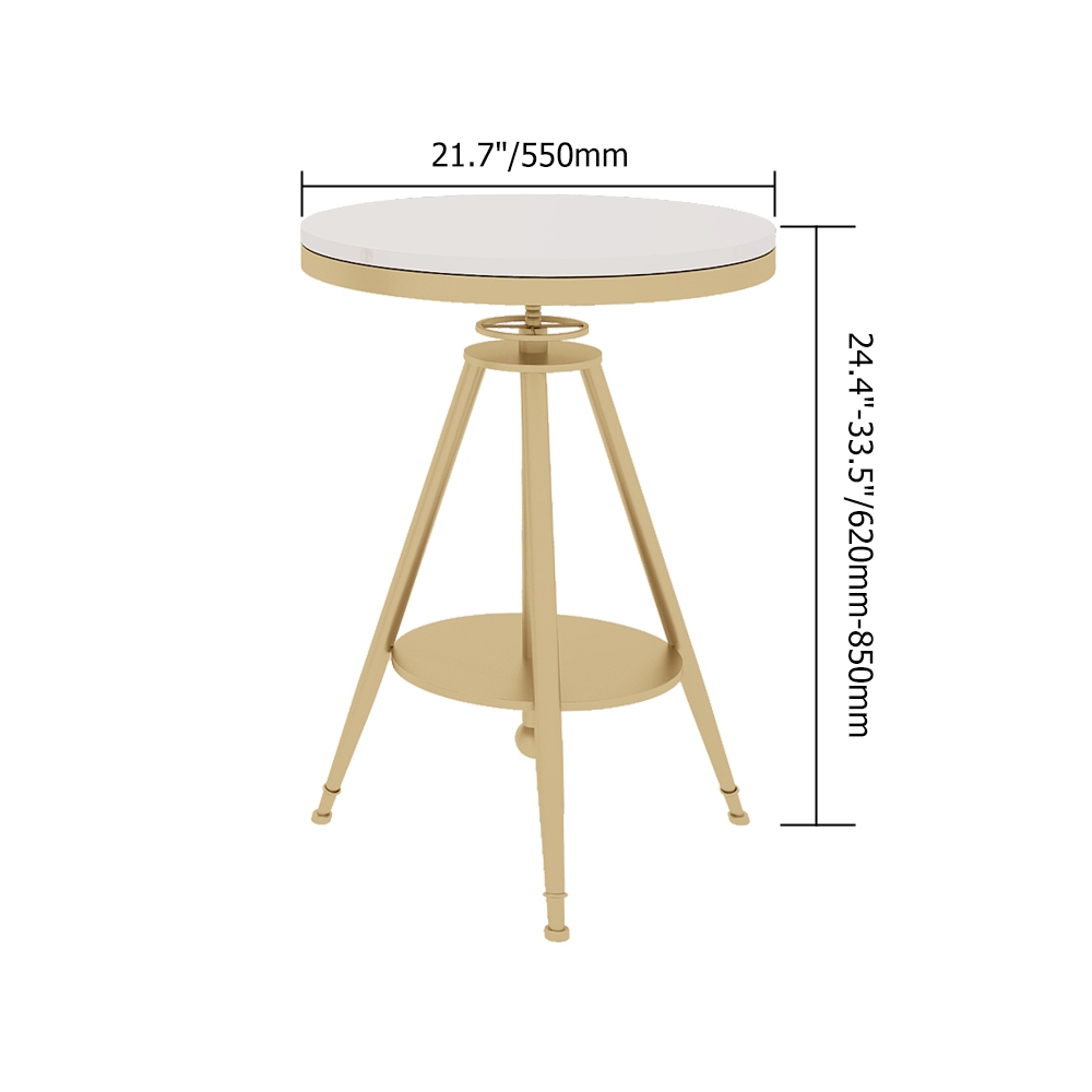 Metal Round Bar Table with Storage Shelf Modern Pub Table in Gold-Homary