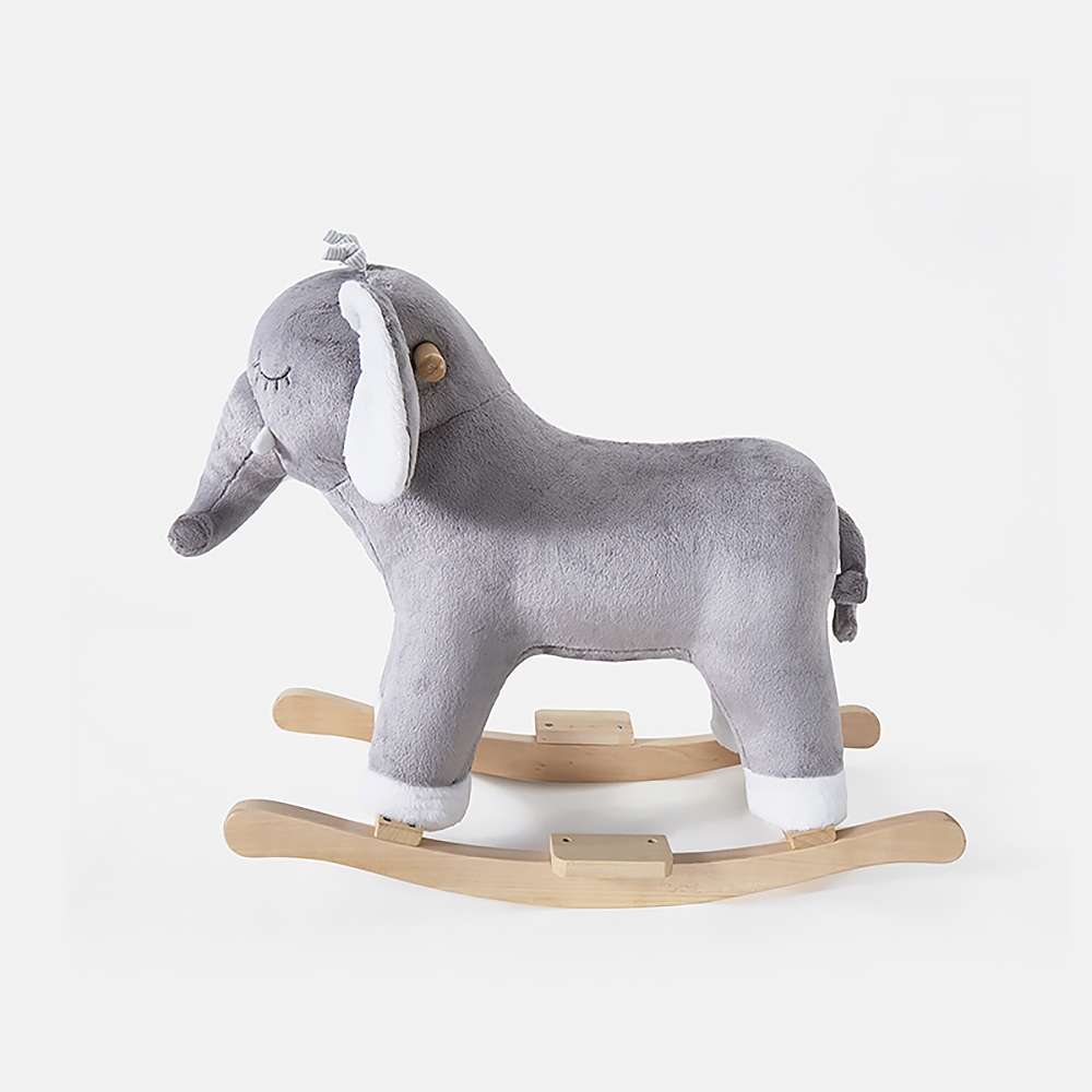 Gray Upholstery Kids Rocking Chair Animal Design-Homary