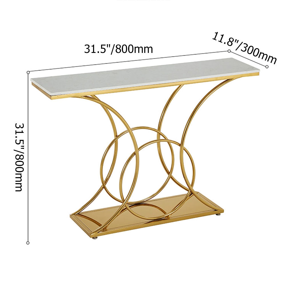 Modern Rectangular Narrow Console Table Metal in Gold-Homary