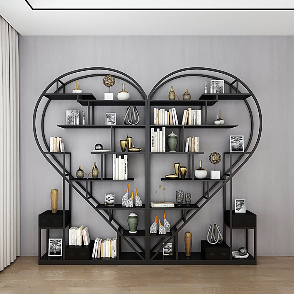 Haft Heart-Shaped Metal Etagere Bookshelf Screen in Metal