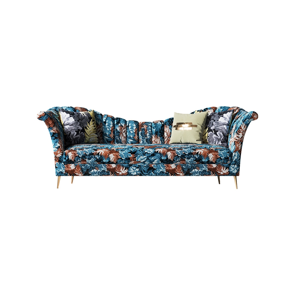 Tropical Style Couch Leaf Pattern Sofa for 3-Seaters - Living Room ...